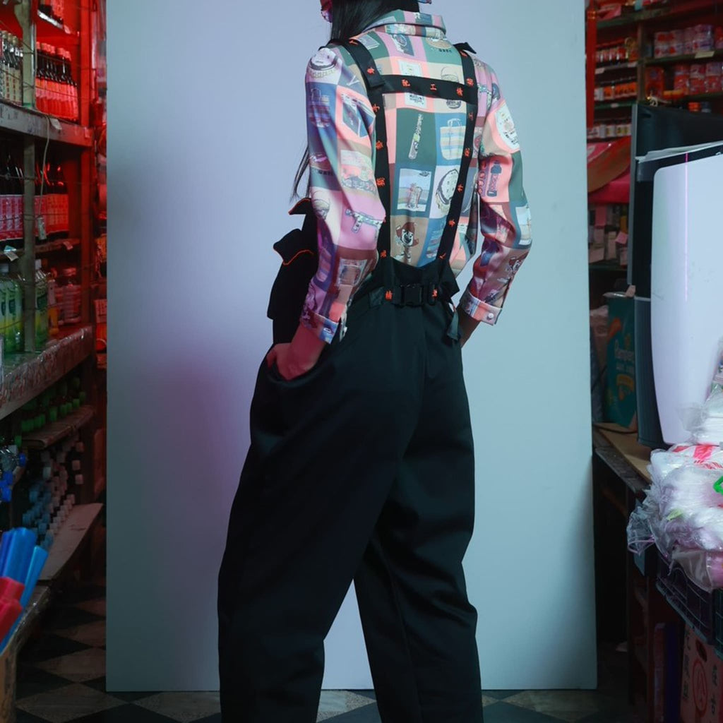 Multi-Pocket Embroidery Overall