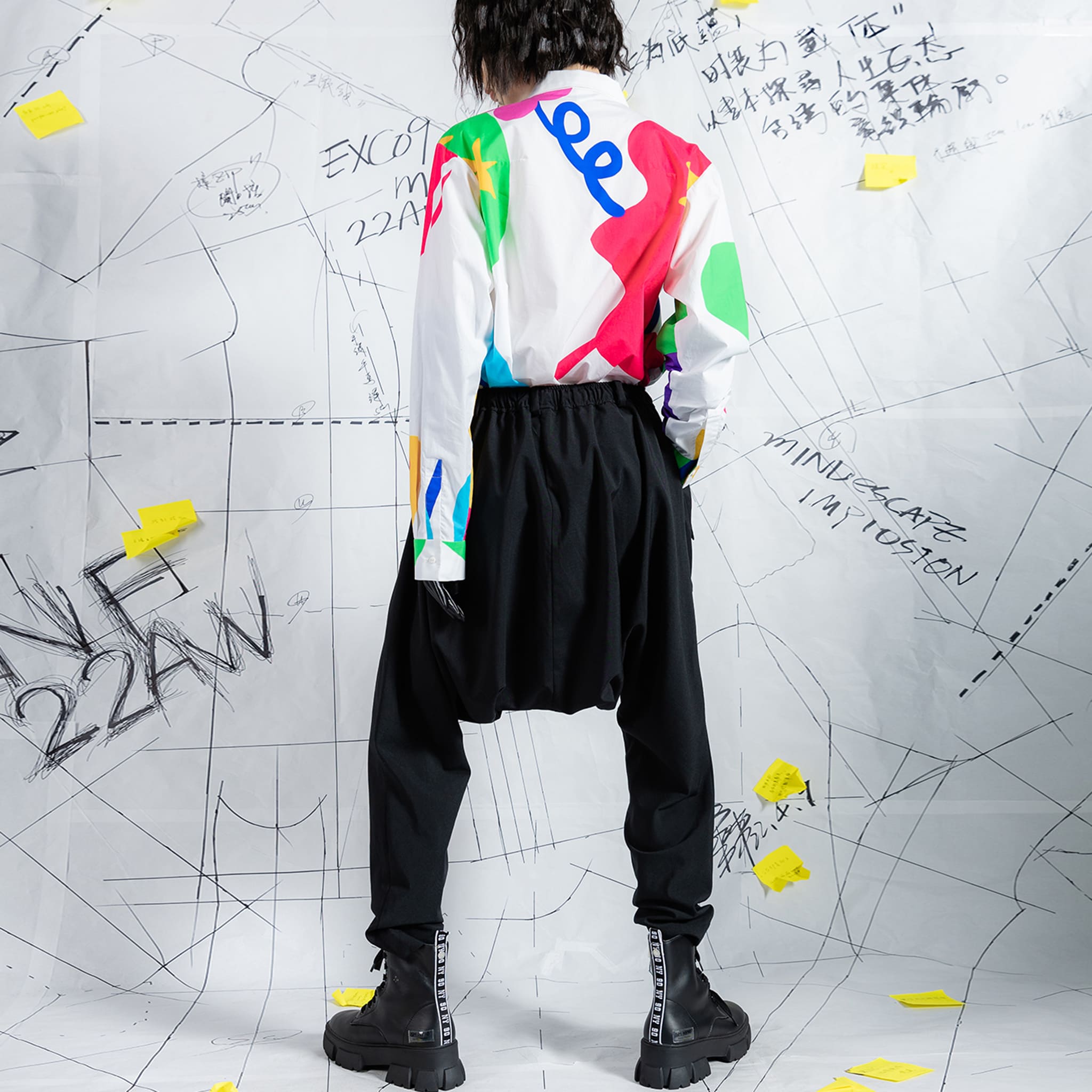 Unconventional Outfit: Slim Cut Multi-Pockets Low-Crotch Pants